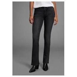 Bootcut-Jeans Arizona "Baby-Boot", Damen, Gr. 34, N-Gr, grau (dunkelgrau us), Denim/Jeans, Obermaterial: 79% Baumwolle, 19% Polyester, 2% Elasthan, Basic, eng lang, Jeans, Bootcut-Stil, figurbetonte Passform, mit Used-Effekten, Topseller