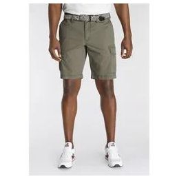 Cargoshorts DELMAO, Herren, Gr. 30, N-Gr, gr&uuml;n (khaki), Web, Obermaterial: 98% Baumwolle, 2% Elasthan, unifarben, regular fit kniefrei, Hosen, mit Details