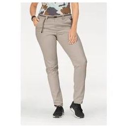 Chinohose Kangaroos, Damen, Gr. 46, N-Gr, beige, Web, Obermaterial: 98% Baumwolle, 2% Elasthan, unifarben, gerade, unten schmal lang, Hosen Hose Chinohose, in schmaler Form, mit Kordel zu binden