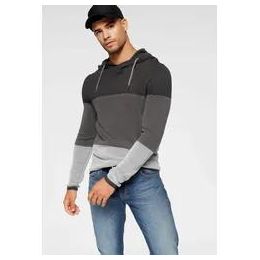 Kapuzenpullover Bruno Banani, Herren, Gr. XXL, grau (anthrazit, gestreift), Feinstrick, Obermaterial: 50% Baumwolle, 50% Polyacryl, gestreift, schmal, Rollsaum, Pullover Kapuzenpullover, im trendigen Waffel-Look