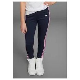 Leggings Kangaroos "mit aufgesetztem Band", M&auml;dchen, Gr. 176/182, N-Gr, blau (marine), Jersey, Obermaterial: 95% Baumwolle, 5% Elasthan, unifarben, unifarben mit Farbeinsatz, eng lang, Hosen Leggings, f&uuml;r M&auml;dchen