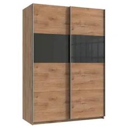 Schwebet&uuml;renschrank wimex "Bramfeld TOPSELLER Kleiderschrank", braun (plankeneiche, absetzung grauglas), B:135cm H:198cm T:64cm, Schr&auml;nke, Schwebet&uuml;renschrank, mit Glaselementen und zus&auml;tzlichen Einlegeb&ouml;den