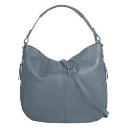 Shopper CLUTY, Damen, Gr. B/H/T: 34cm x 31cm x 9cm onesize, blau, Leder, leicht gl&auml;nzend, unifarben, Taschen Shopper, echt Leder, Made in Italy