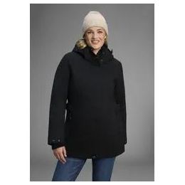 Funktionsparka Polarino, Damen, Gr. 40, schwarz, Web, Obermaterial: 100% Polyester. Futter: 100% Polyester. Wattierung: 100% Polyester, unifarben, Basic h&uuml;ftbedeckend, mit Riegel Windstopperb&uuml;ndchen mit Druckkn&ouml;pfen, Jacken, Gro&szlig;e Gr&ouml;&szlig;en, Winterjacke, wasserabweisend, winddicht atmungsaktiv