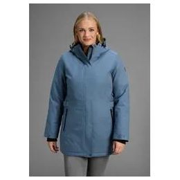 Funktionsparka Polarino, Damen, Gr. 50, blau (grau, blau), Web, Obermaterial: 100% Polyester. Futter: 100% Polyester. Wattierung: 100% Polyester, unifarben, Basic h&uuml;ftbedeckend, mit Riegel Windstopperb&uuml;ndchen mit Druckkn&ouml;pfen, Jacken, Gro&szlig;e Gr&ouml;&szlig;en, Winterjacke, wasserabweisend, winddicht atmungsaktiv