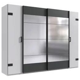 Schwebet&uuml;renschrank wimex "Stockholm, Schlafzimmerschrank mit Industrial-Look, rustikale Optik", wei&szlig; (wei&szlig;, graphit), B:270cm H:210cm T:65cm, Holzwerkstoff, Schr&auml;nke, Schwebet&uuml;renschrank, Kleiderschrank mit Spiegel BESTSELLER Schrank Garderobe, Topseller