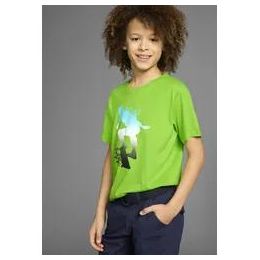 T-Shirt Kidsworld "Skating - Druck", Jungen, Gr. 152/158, gr&uuml;n, Jersey, Obermaterial: 100% Baumwolle, bedruckt, Basic, Rundhals, Shirts T-Shirt, Kurzarm, Basic-Passform, bedruckt, Rundhalsausschnitt