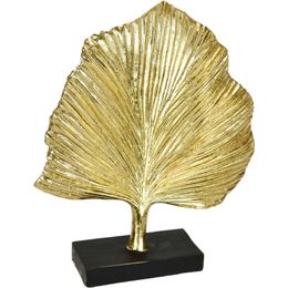 Dekofigur I.GE.A., B:20cm H:24cm, gold, Polyresin, Wohnzimmer, Dekofiguren, "Ginkgo Blatt Statue", Ornamente Skulptur Dekoration Figuren
