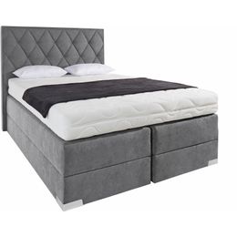 Boxspringbett, B:170cm L:212cm, grau, Westfalia Schlafkomfort, Bezug der Obermatratze: 100% Polyester, Bezug abnehm- und waschbar bis 60C;Unterbox