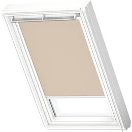 Velux Verdunklungsrollo "DKL 4556SWL", S10, stufenlos positionierbar, beige, Rollos, Stoff sandbeige mit alufarbenen F&uuml;hrungsschienen & Griffleiste