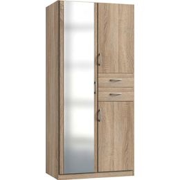 Dreht&uuml;renschrank wimex, B:90cm H:198cm T:58cm, braun, Holzwerkstoff, Schr&auml;nke, "Bitburg"