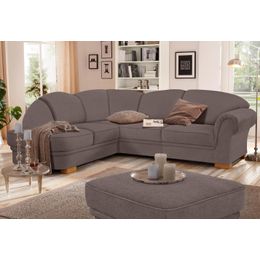 Ecksofa Home Affaire, B:249cm H:91cm T:218cm, grau, Jacquard ( 100% Polyester );Struktur Blume (100% Polyester), Wohnzimmer, Sofas, "Amrum L-Form",