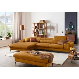 Ecksofa W.Schillig, B:343cm H:70cm T:193cm, gelb, Stoff S37 (100% Polyester): Luxus-Microfaser in Lederoptik, Wohnzimmer, Sofas, "piedroo, Designsofa