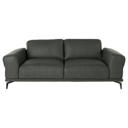 2,5-Sitzer W.Schillig, B:212cm H:78cm T:94cm, grau, Sofas, "montanaa", mit Metallf&uuml;&szlig;en in Schwarz pulverbeschichtet, Breite 212 cm