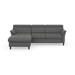 Sit & More Ecksofa SIT & MORE, B:257cm T:166cm, grau, 100% Polyester, Wohnzimmer, Sofas, "Marano L-Form", inklusive Kopfteilverstellung, wahlweise mit