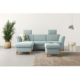 Ecksofa Home Affaire, B:249cm H:86cm T:162cm, blau, 100% Polyester, Wohnzimmer, Sofas, "Trelleborg L-Form", Federkern-Polsterung, wahlweise mit