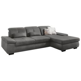 Ecksofa DIE PLANBAR, B:309cm H:85cm T:195cm, grau, 85% Polyester;15% Nylon, Wohnzimmer, Sofas, "MP-IN16012 L-Form, mit Federkern-Polsterung", inkl.