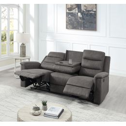 3-Sitzer, B:198cm H:104cm T:96cm, grau, ATLANTIC HOME COLLECTION, 100% PES, Sofas, "Cliff mit 2 Relaxfunktionen", Federkern und Becherhaltern in