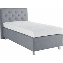 Boxspringbett, B:134cm L:210cm, grau, Westfalia Schlafkomfort, Bezug Unterbox und Kopfteil: Strukturstoff (77% Polyester und 23% Viskose);Bezug