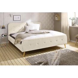Polsterbett Home Affaire, B:195cm L:219cm, beige, Betten, "Amrum", mit aufwendiger Knopfleiste am gepolstertem Kopf-und Fu&szlig;teil