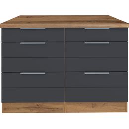 Unterschrank KOCHSTATION, B:120cm H:86cm T:60cm, grau, MDF, K&uuml;che, Schr&auml;nke, "KS-Luhe", 120 cm breit, f&uuml;r viel Stauraum, MDF-Fronten mit waagerechter