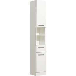 Hochschrank SAPHIR, B:30cm H:195,5cm T:33cm, wei&szlig;, Spanplatte, Badezimmer, Schr&auml;nke, "Quickset 953 Badschrank 30 cm breit, 2 T&uuml;ren, Nische, 1