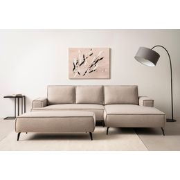 Sitzgruppe Home Affaire, B:275cm H:83cm T:173cm, beige, Wohnzimmer, Sitzm&ouml;bel-Sets, "TVINNU, Polsterecke L-Form, Schlaffunktion, mit Hocker", Set,
