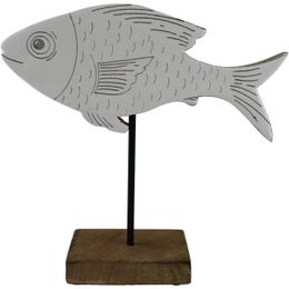 AM Design Dekofigur "Fisch aus Mangoholz und Metall", B/H/T: 5cm x 25cm x 25cm, wei&szlig;, Wohnzimmer, Dekofiguren, Osterdekoration in zwei Gr&ouml;&szlig;en