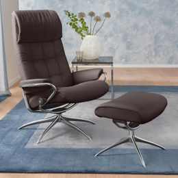 stressless "London" Set, Relaxsessel mit Hocker, mit Hocker, High Back, mit Star Base, Gestell Chrom