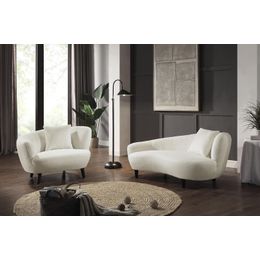 Loungesessel, B:116cm H:76cm T:90cm, beige, ATLANTIC HOME COLLECTION, Wohnzimmer, Sessel, "Olivia", XXL-Sessel, Nierenform-Sessel mit Zierkissen im
