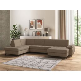 Wohnlandschaft DOMO collection, B:348cm H:84cm T:204cm, braun, 49% Polyester, 34% Viskose, 9% Leinen, 8% Polyacryl, Sofas, "Capelo, komfortabel,