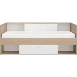 Stauraumbett GAMI, B:116cm H:79cm L:204cm, beige, Betten, Funktionsbett mit viel Stauraum