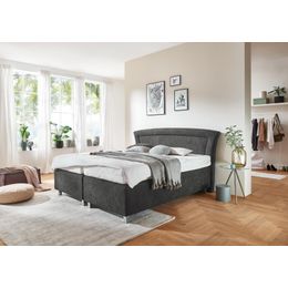 Boxspringbett, grau, Westfalia Schlafkomfort, Bezug Unterbox und Kopfteil: Mikrovelours, 100% Polyester;Bezug Obermatratze 100% Polyester, waschbar