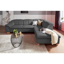 Sit & More Ecksofa SIT & MORE, B:272cm H:82cm T:206cm, grau, Wohnzimmer, Sofas, "Santo L-Form", mit Federkern, wahlweise mit Bettfunktion und Stauraum