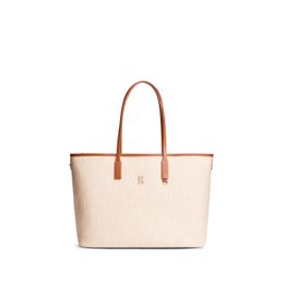 Tommy Hilfiger Damen Tragetasche "TH MONOPLAY TOTE LE"beige, braun, Leder, Lederimitat, Taschen, Damen Schultertasche, Henkeltasche, Shopper mit