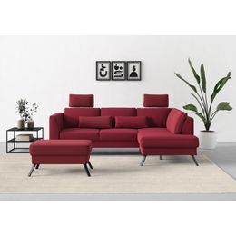 Sit & More Ecksofa SIT & MORE, B:254cm H:88cm T:188cm, rot, Wohnzimmer, Sofas, "Lindholm L-Form", mit Sitztiefenverstellung und Federkern