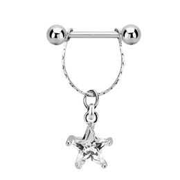 Adelia&acute;s ADELIA ́S Damen Brustwarzenpiercing "Piercing Brustpiercing", transparent, Chirurgiestahl, Piercings, Anh&auml;nger mit einem Stein-Stern