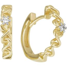 Firetti Damen Paar Creolen "Schmuck Geschenk Gold 333 Ohrschmuck Ohrringe Fantasie bicolor", 10mm, 0,04 P2 = erkennbare Einschl&uuml;sse, Diamanten