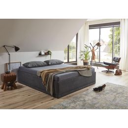 Polsterbett, B:186cm H:42cm L:206cm, schwarz, Westfalia Schlafkomfort, Bezug Bett: Veloursstoff 100% Polyester;Bonnell-Federkernmatratze: 51%