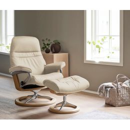 Fu&szlig;hocker stressless, B:57cm H:42cm T:40cm, beige, Leder BATICK: BATICK ist ein leicht korrigiertes, durchgef&auml;rbtes und genarbtes M&ouml;belleder, bei dem