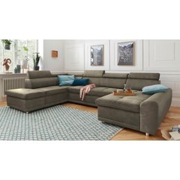 Sit & More Wohnlandschaft SIT & MORE, B:337cm H:92cm T:95cm, grau, Struktur (100% Polyester);Flachgewebe (100% Polyester);Luxus-Microfaser (100% Polyester),
