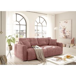 Schlafsofa, B:235cm H:88cm T:120cm, rot, ED EXCITING DESIGN, 95% Polyester, 5% Polyamide, Jugendzimmer, Sofas, "Bullet", mit Bettkasten & 2 Zierkissen