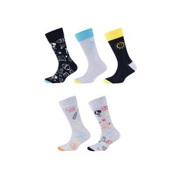 Camano Damen Socken "Socken 5er Pack", Gr. 27, grau, 70% Baumwolle, 28% Polyester, 2% Elasthan, gemustert, Socken