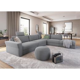 Sit & More Ecksofa SIT & MORE, B:356cm H:80cm T:292cm, grau, Samtoptik (100% Polyester);Soft clean (98% Polyester, 2% Polyamid);Struktur fein (100% Polyester),