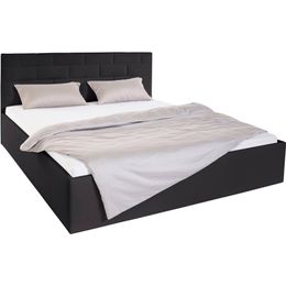 Polsterbett, schwarz, Westfalia Schlafkomfort, Bezug Bett: 100% Polyester;Bonnell-Federkernmatratze: 51% Polypropylen, 39% Polyester, 10%