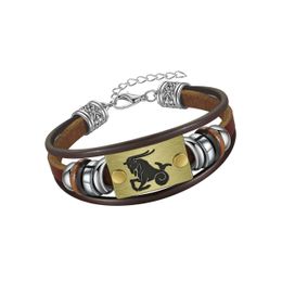 Firetti Damen Armband "Schmuck Geschenk Armschmuck Armkette Edelstein Sternzeichen", 20cm, Steinbock, Edelstahl Leder Messing, bunt, Edelstahl,