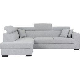 Ecksofa Home Affaire, B:267cm H:95cm T:198cm, grau, Struktur fein (100% Polyester);Struktur (100% Polyester);Samtstruktur (100% Polyester),