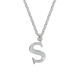 Diamonds by Ellen K. Damen Kette mit Anh&auml;nger "Silber 925 mit 1x Diamant 0,008ct. Buchstabe S", 45+3cm, 0,01, Silber 925 (Sterlingsilber), L: 48 B: 12mm, wei&szlig;, DIAMONDS