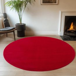 Teppich, H:11mm &Oslash;:160cm, rot, Ayyildiz Teppiche, Polyester, Wohnzimmer, Teppiche, "JOY 1400", uni Kurzflor, Wohnzimmer, viele Gr&ouml;&szlig;en