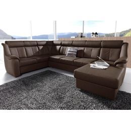 Sit & More Wohnlandschaft SIT & MORE, B:315cm H:98cm T:210cm, braun, Luxus-Microfaser Altara Nubuck (100% Polyester);Kunstleder SOFTLUX;NaturLEDER (echtes